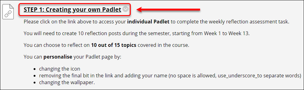 Work on a Padlet assignment (Original) - eLearning - University of Queensland